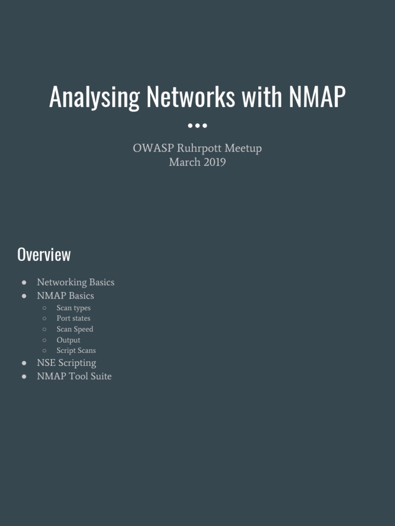 Analysing Networks With NMAP: OWASP Ruhrpott Meetup March 2019 | PDF ...