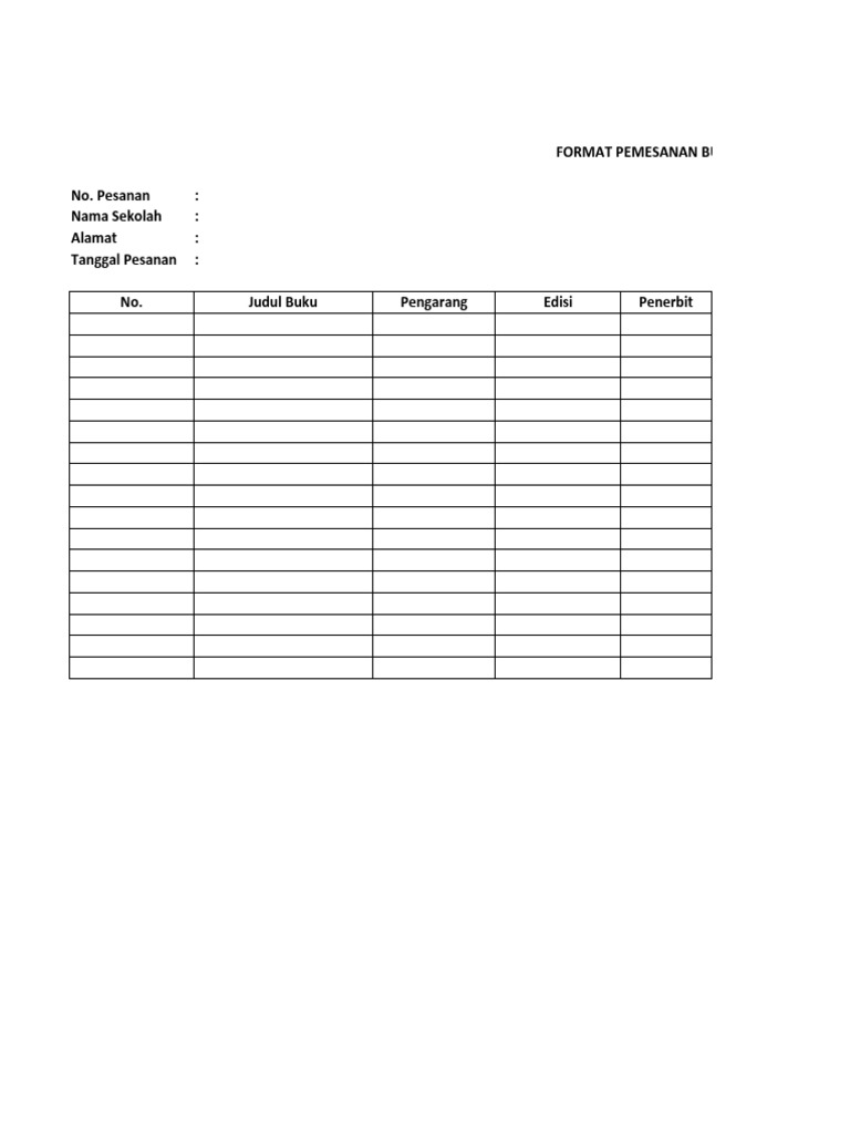 Formulir Pemesanan Buku | PDF