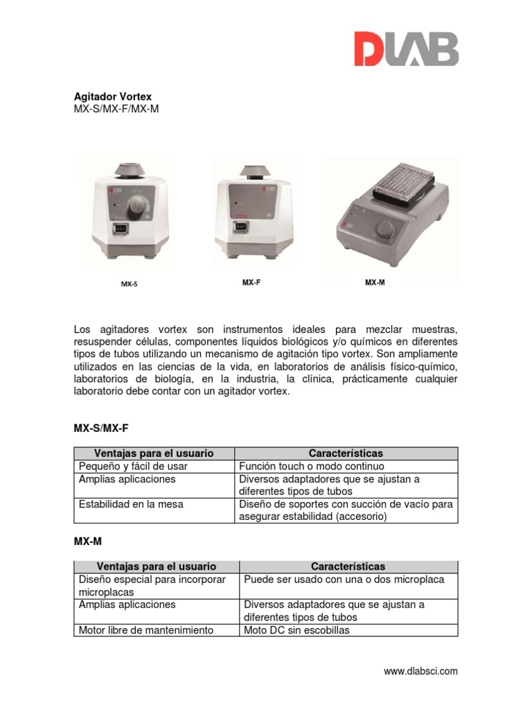 Ficha Tecnica Agitador Vortex MX-S | PDF | Laboratorios