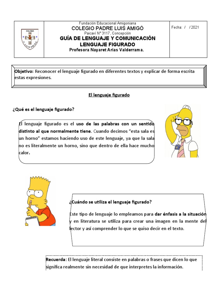 Guía Lenguaje Figurado Quinto | PDF