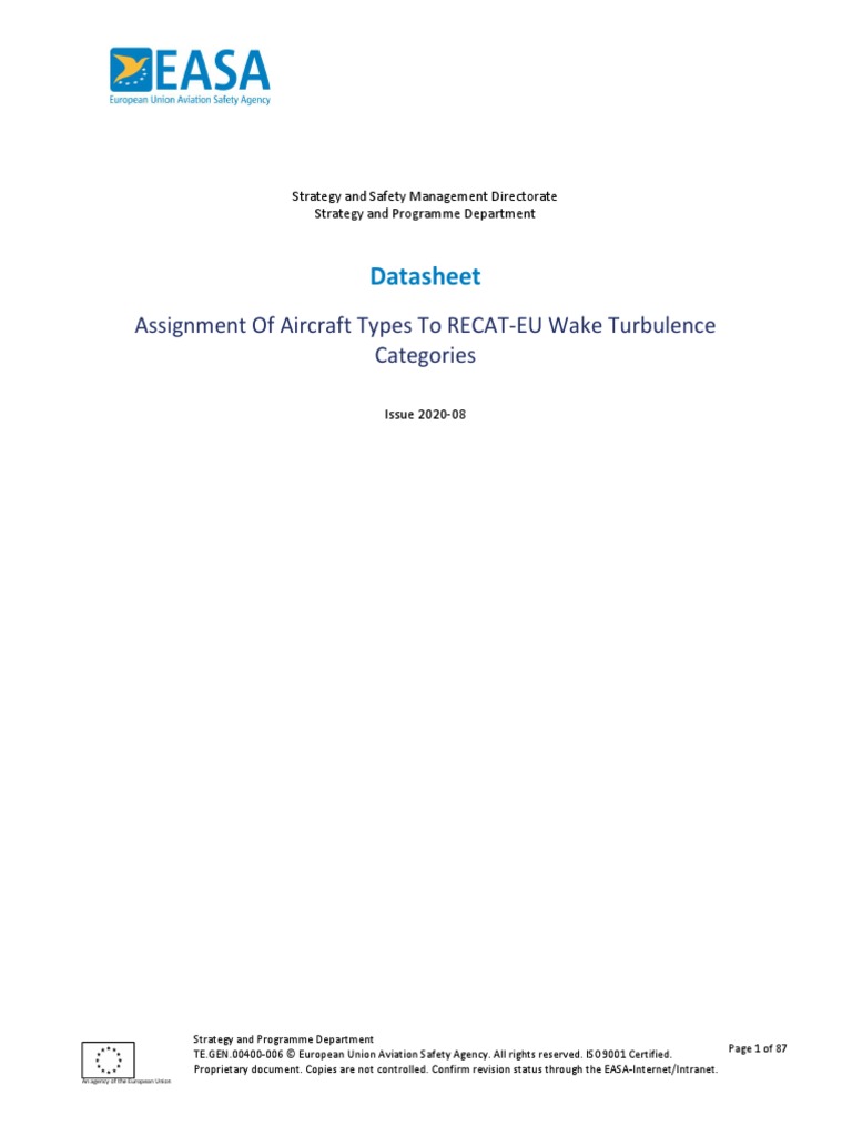 Datasheet - Assignment of Icao Aircraft Types To Recat-Eu Wake ...