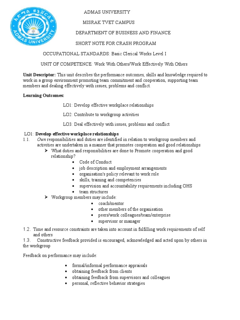 Short Note Work With Others | PDF | Competence (Human Resources ...