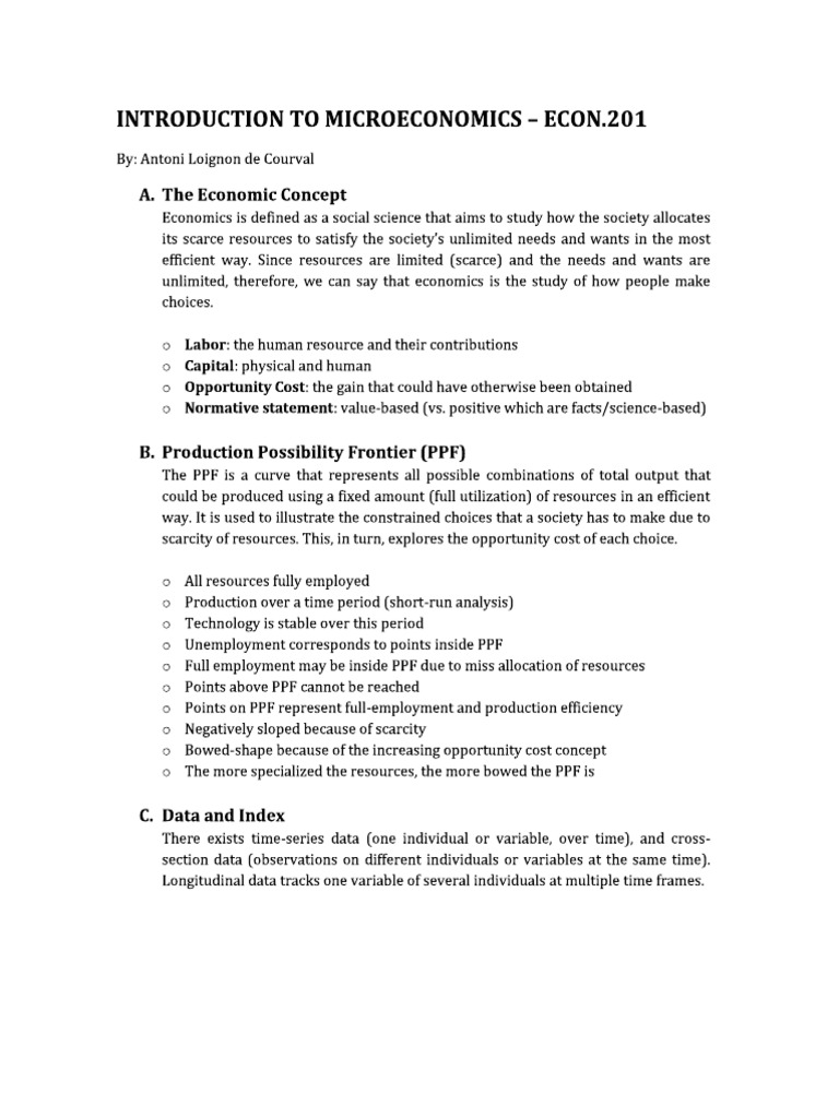 Econ 201 Final Notes | PDF