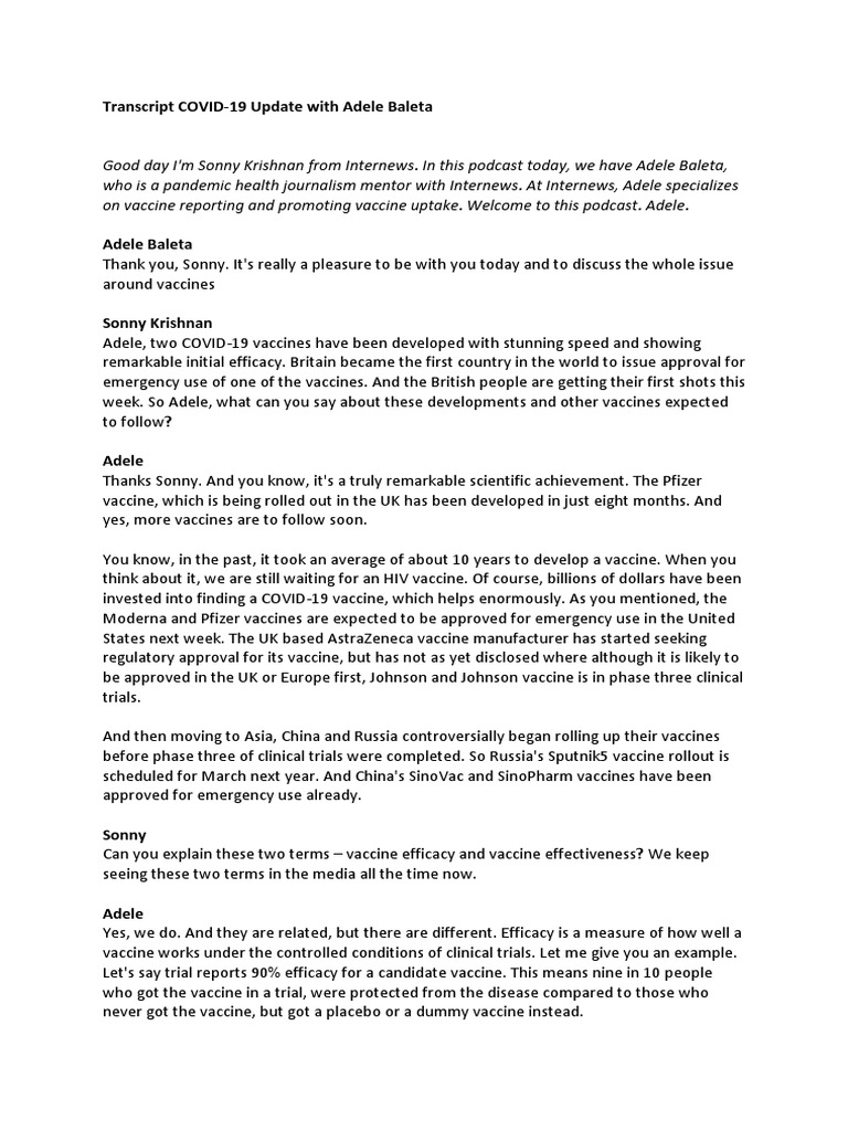 COVID-19 Vaccine Update Adele-Text | PDF | Eradication Of Infectious ...