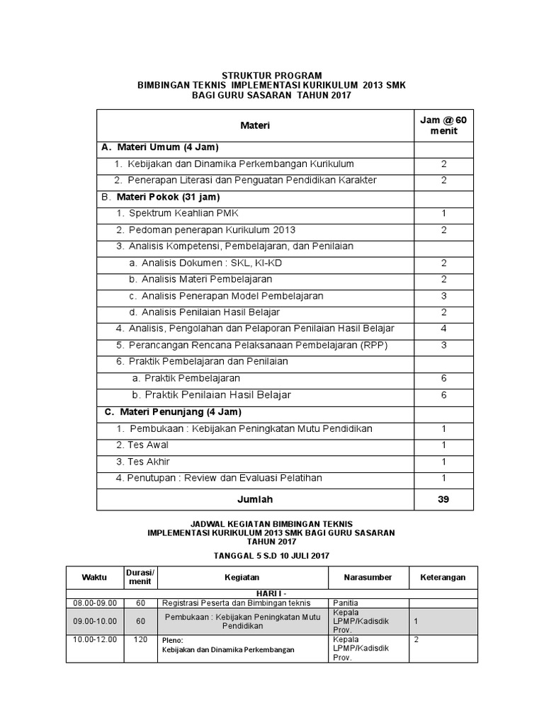 Struktur Program Dan Jadwal | PDF