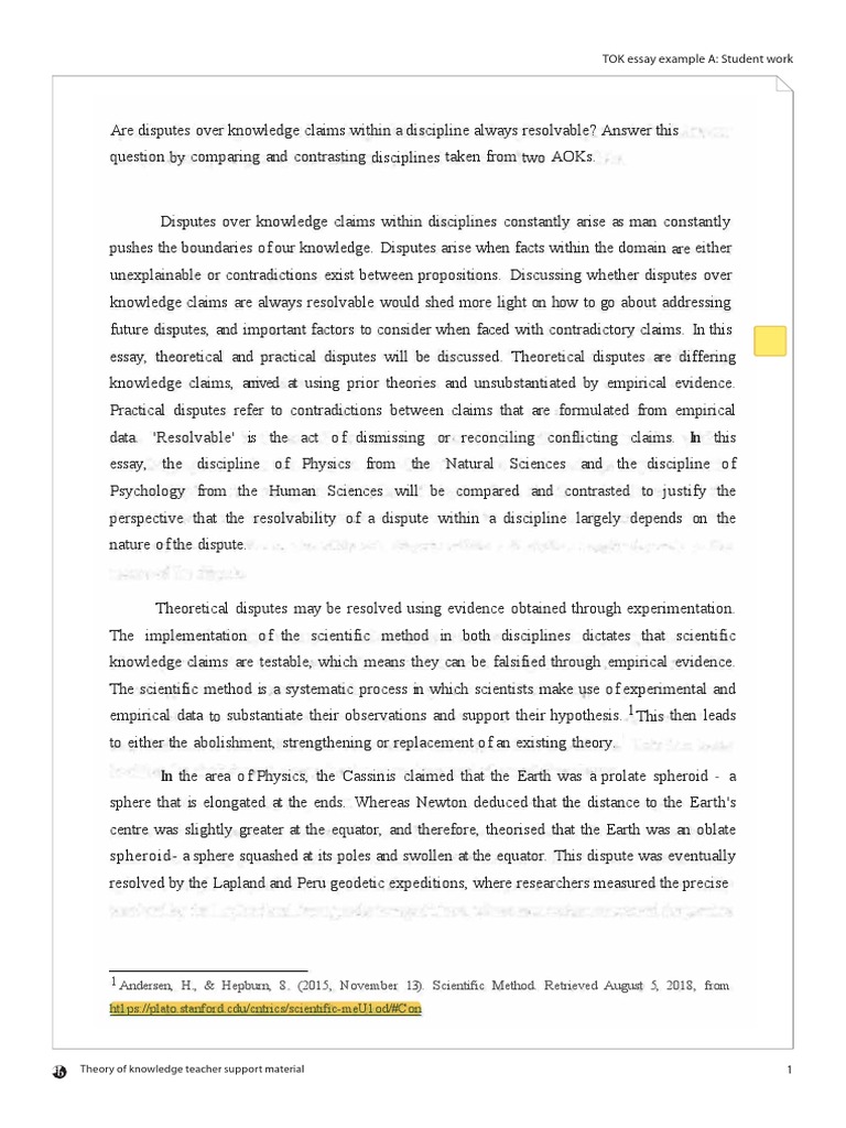 TOK Essay Example A: Student Work | PDF | Theory | Scientific Method