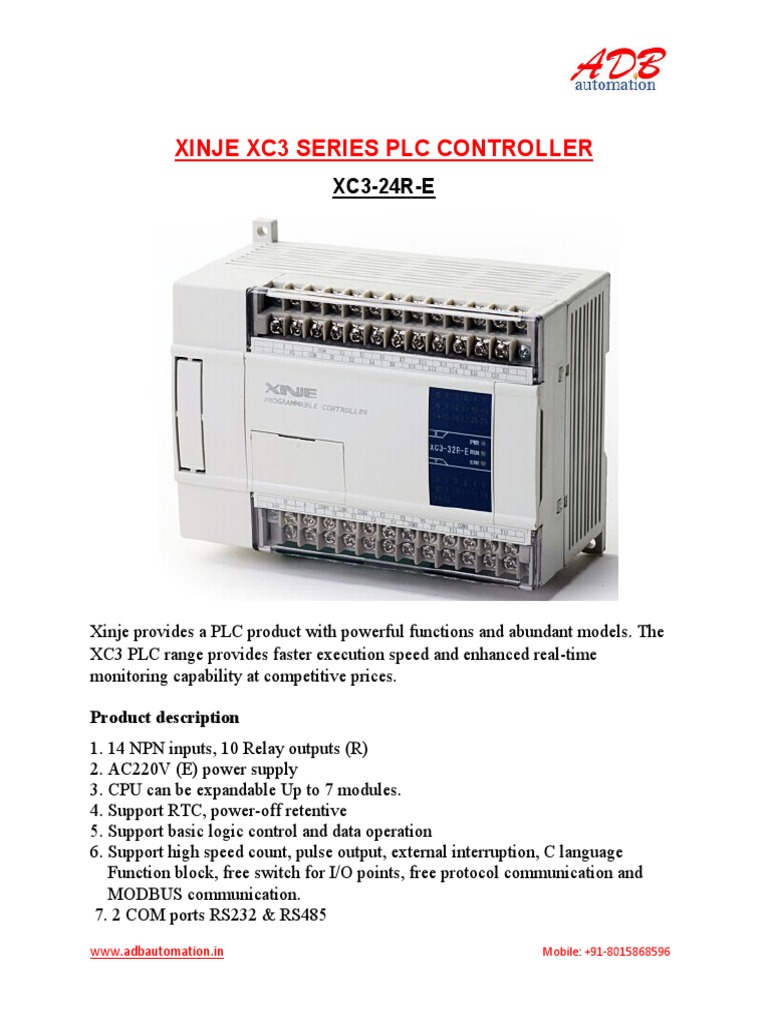 Xinje Xc3 Series PLC Controller | PDF | Programmable Logic Controller ...