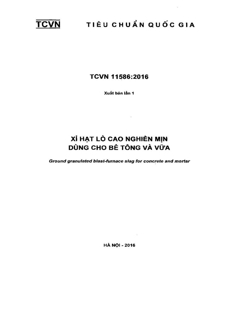 TCVN 11586 2016 - Xi Hat Lo Cao Nghien Min Dung Cho Be Tong Va Vua | PDF