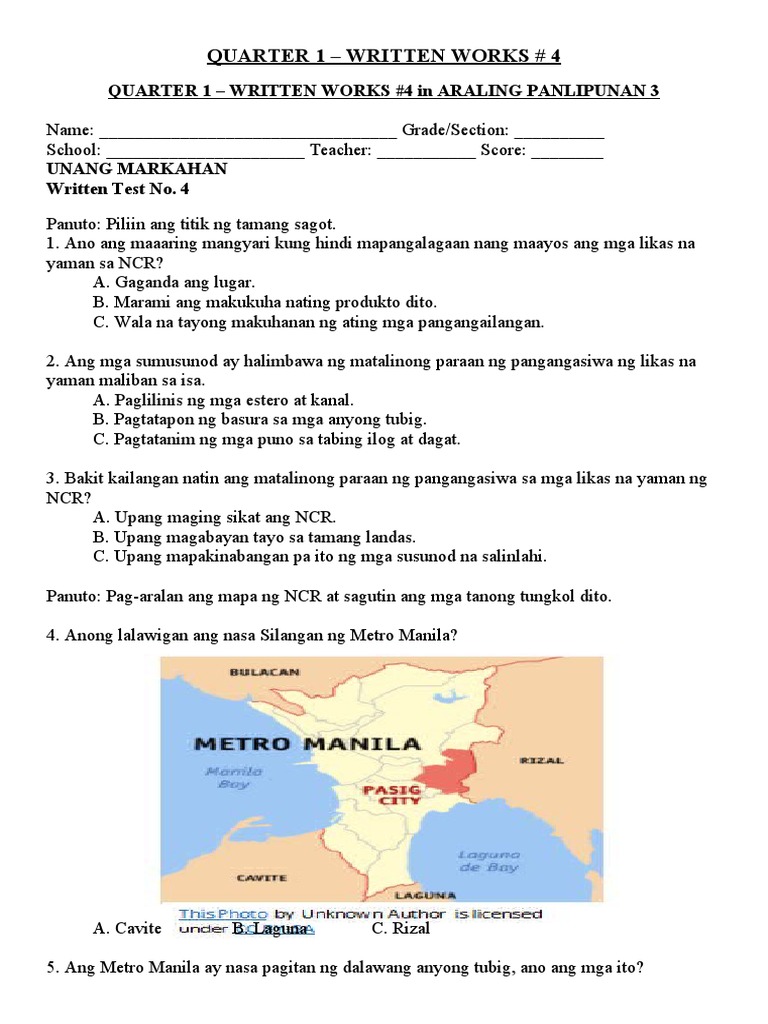 Quarter 1 Performance Tasks 4 and Written Works 4 2021 2022 | PDF