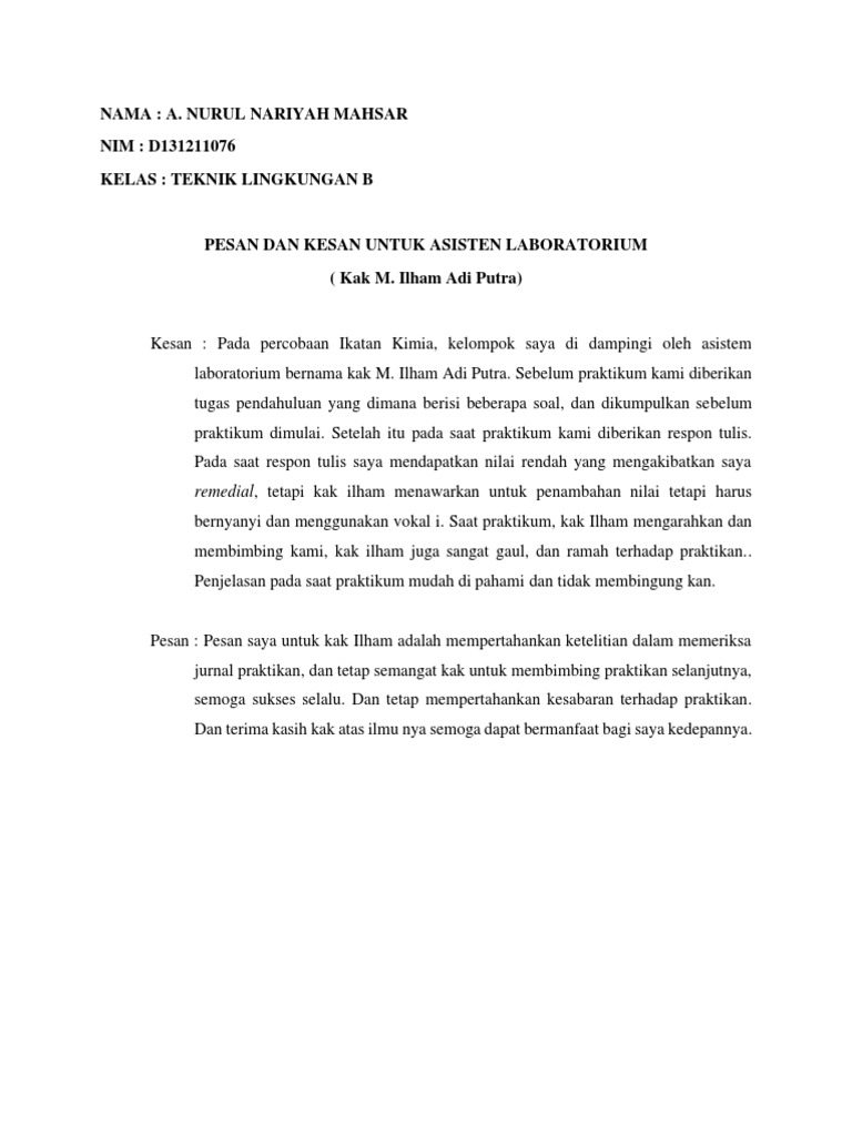 Kesan Pesan Asisten | PDF