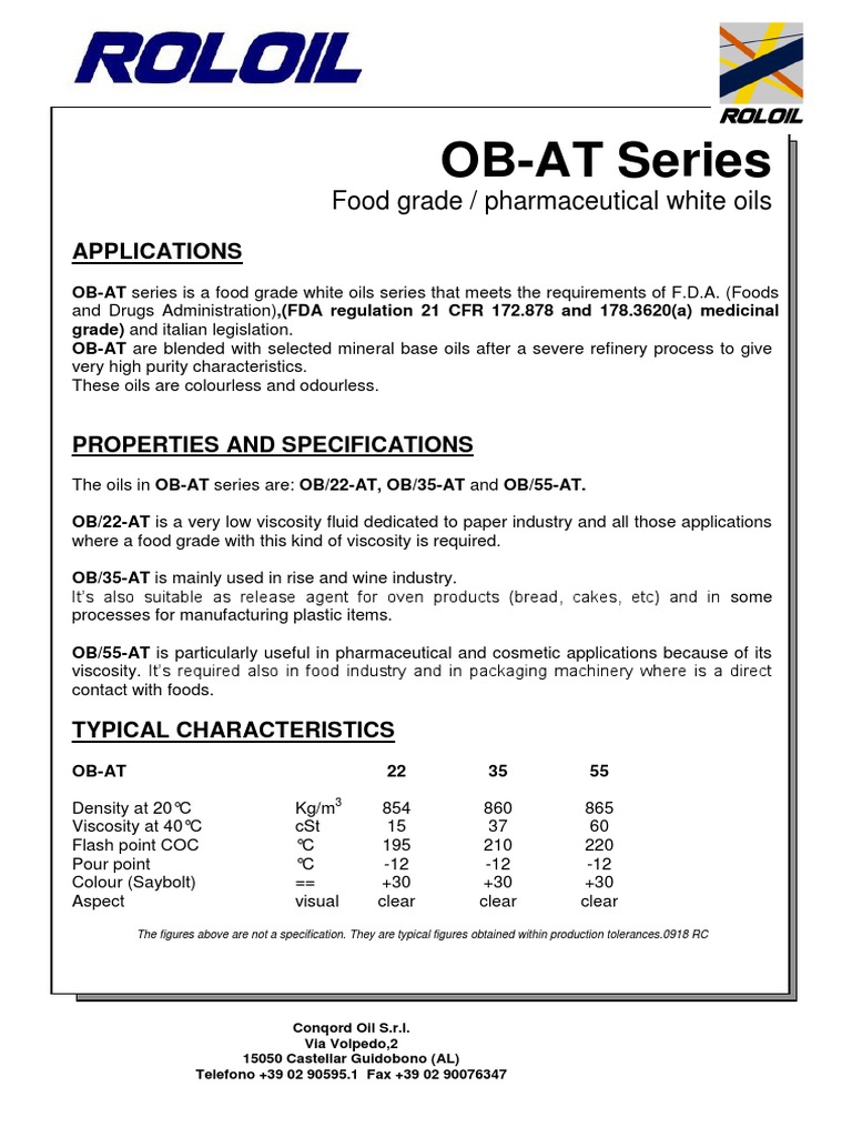 Food & Pharma Grade White Oils | PDF | Technology & Engineering