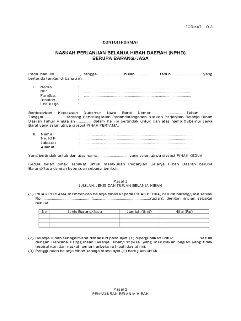 Format NPHD Barang Jasa | PDF