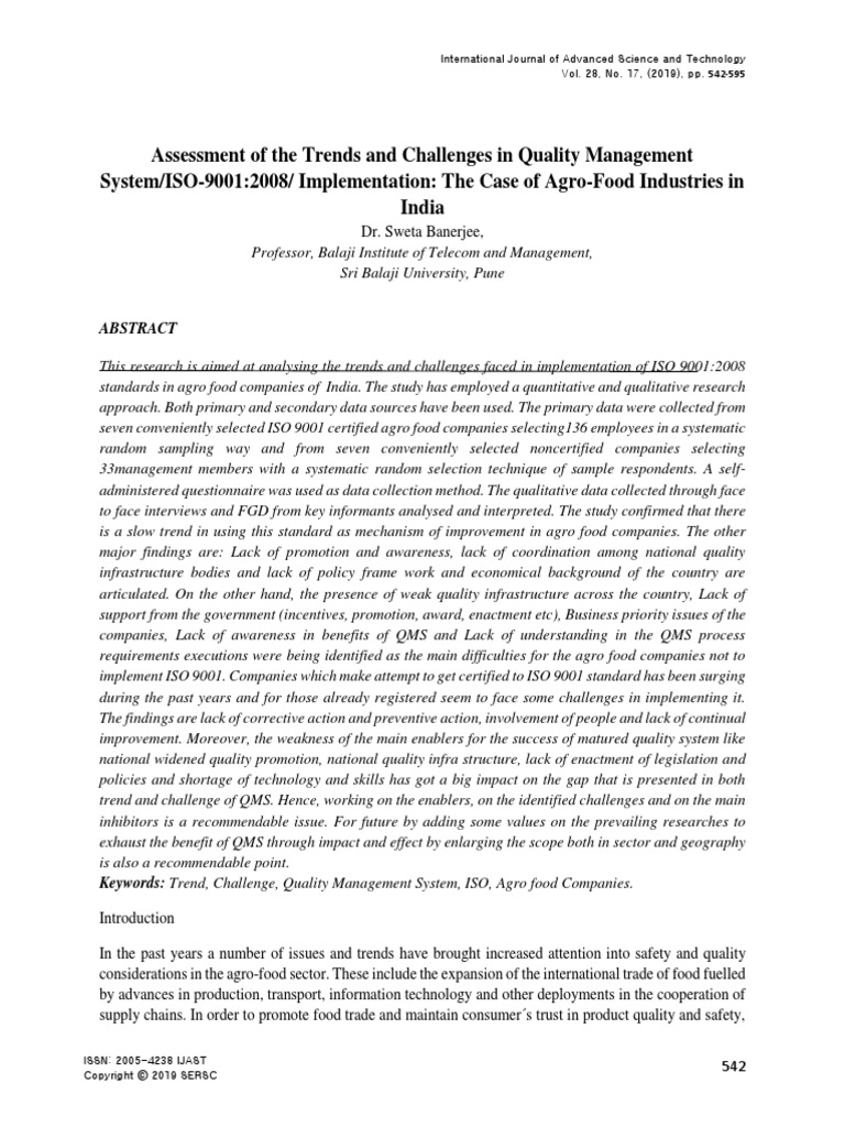 Assessment of The Trends and Challenges in Quality Management System ...