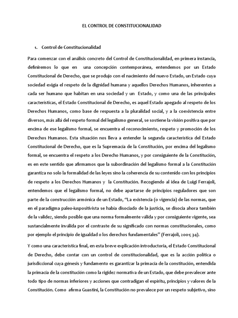 El Control de Constitucionalidad | PDF | Constitución | Jurisdicción