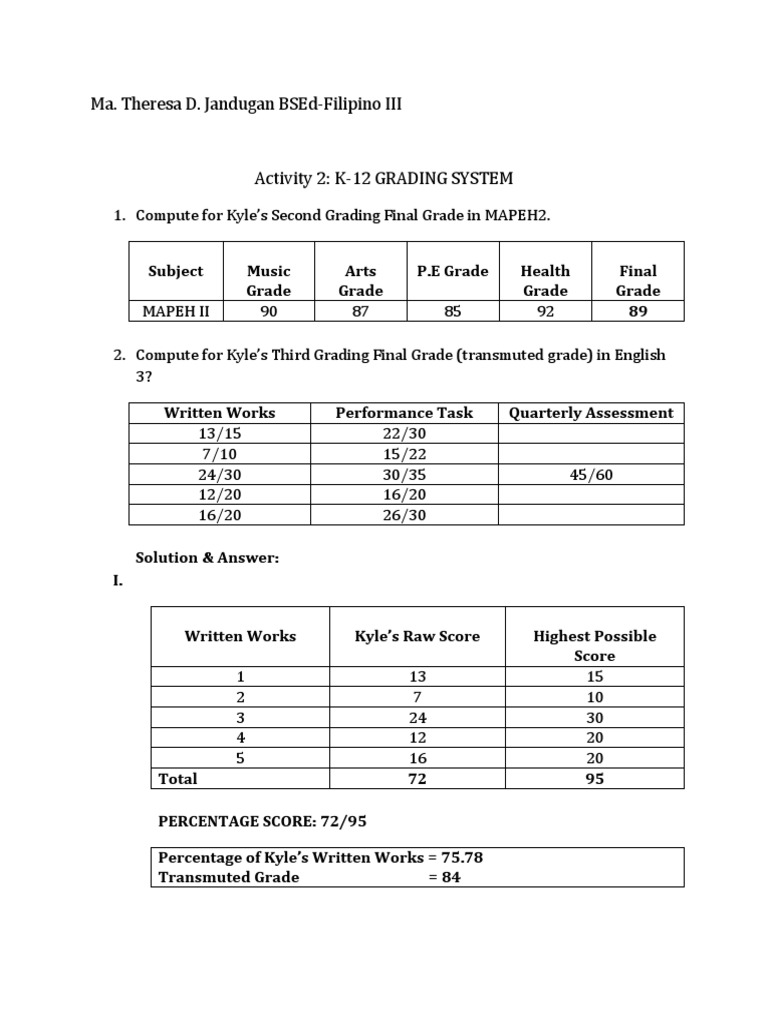 K12 Grading System | PDF | Cognition