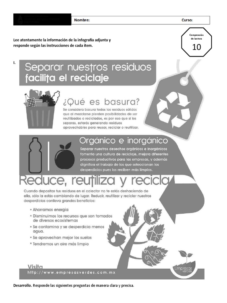 Comprension de Lectura Reciclaje | PDF