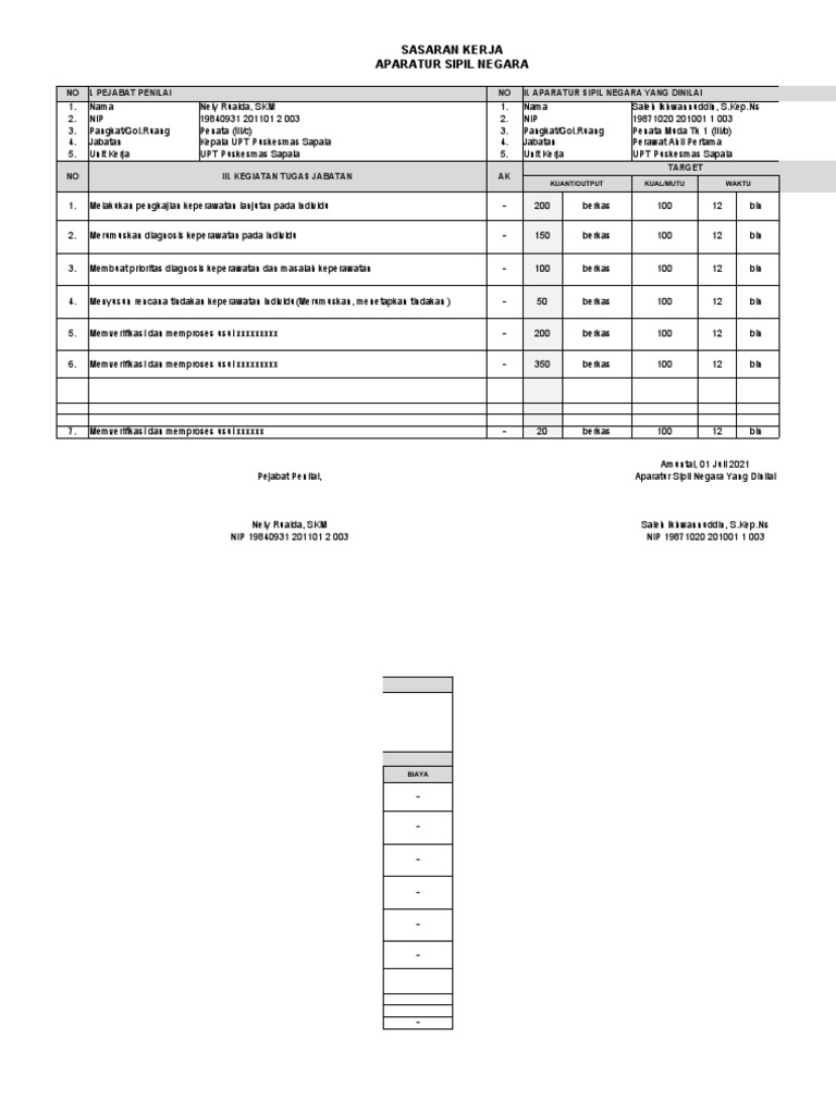 Contoh SKP 6 Bulan | PDF