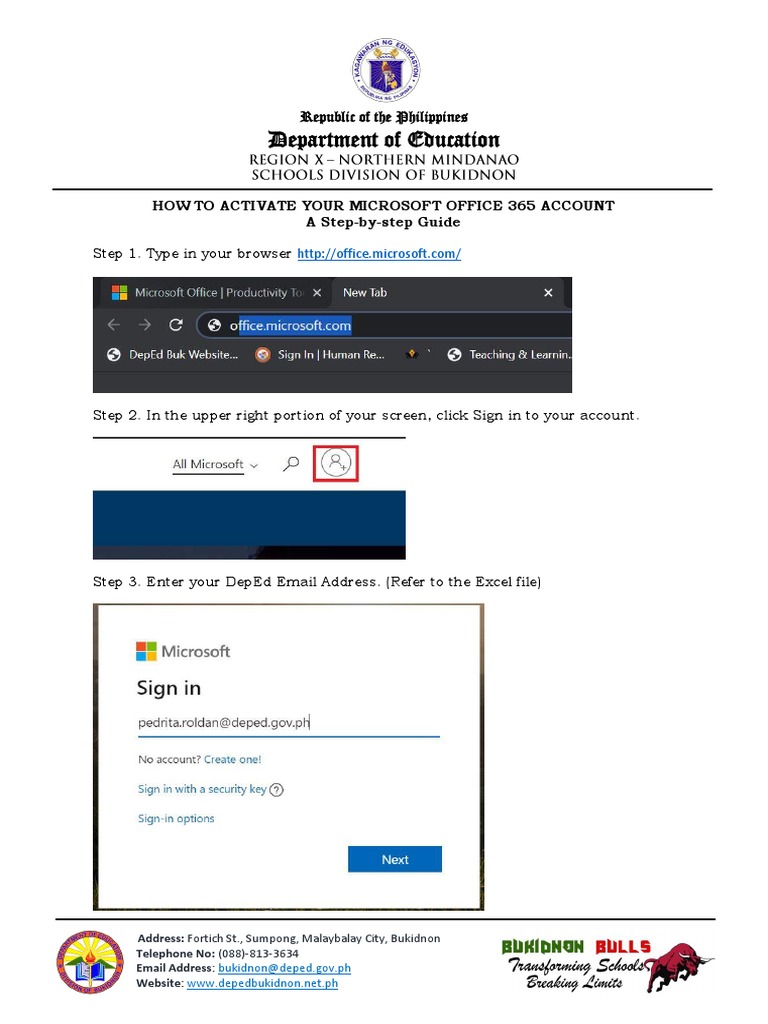 Activate Your DepEd Microsoft Account | PDF | Password | Authentication