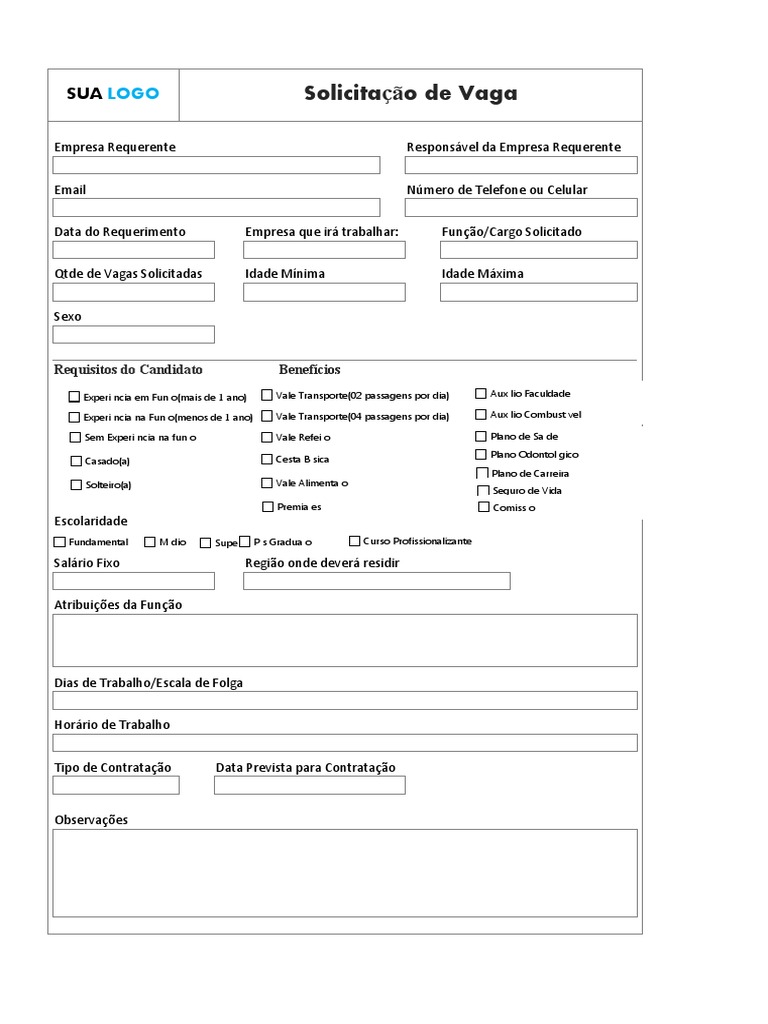 Formulario de Solicitacao de Vaga | PDF