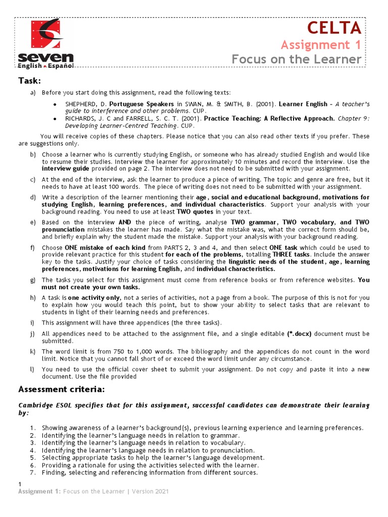 Celta: Focus On The Learner | Download Free PDF | English Language ...