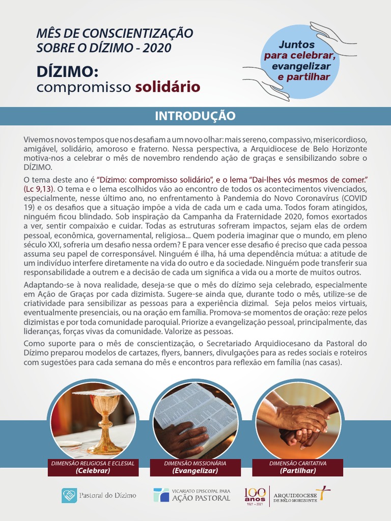 Roteiros Mes Do Dizimo 2020 | PDF | Oração | Dízimo