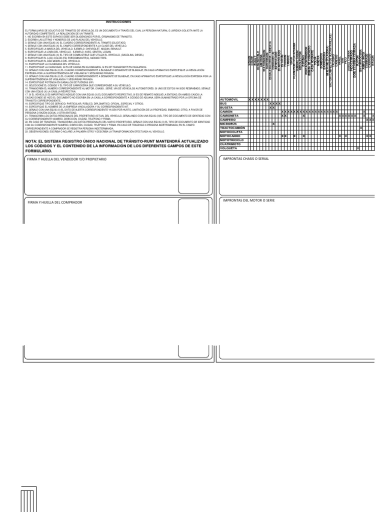 Formulario de Solicitud de Tramites Del Registro Nacional Automotor ...