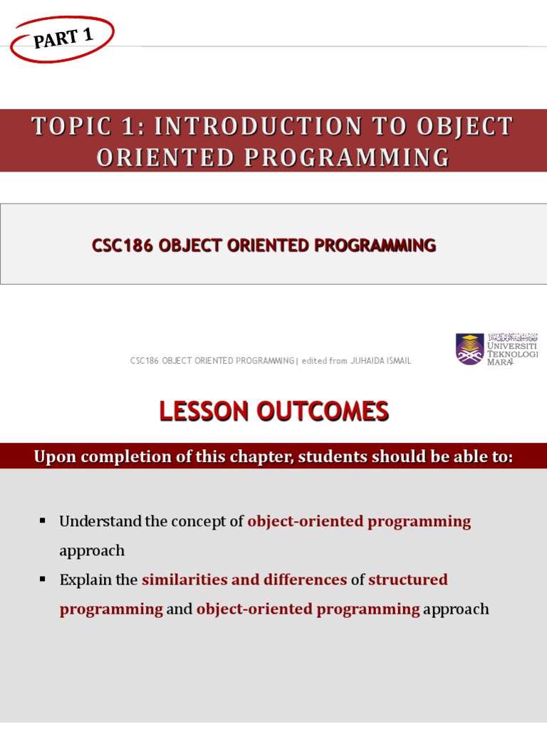 Csc186topic 1 - Part1 | PDF | Object Oriented Programming | Object (Computer Science)