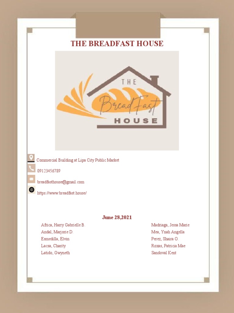 The Breadfast House: June 28,2021 | PDF | Expense | Business