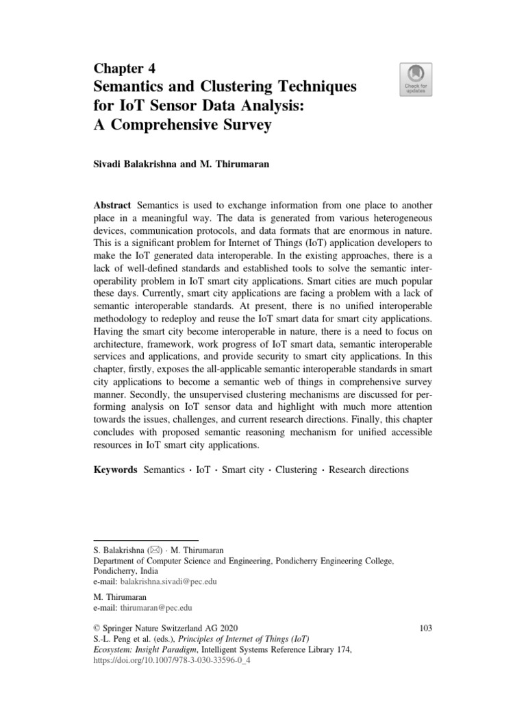 Semantics and Clustering Techniques For IoT Sensor Data Analysis | PDF | Resource Description ...