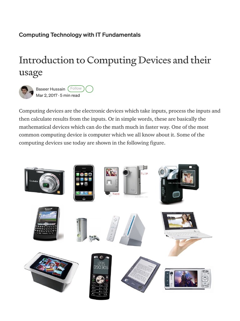 Introduction To Computing Devices And Their Usage By Baseer Hussain Computing Technology 