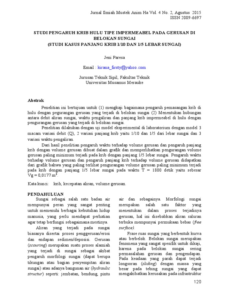 Studi Pengaruh Krib Hulu Impermeabel Gerusan Di Belokan Sungai | PDF