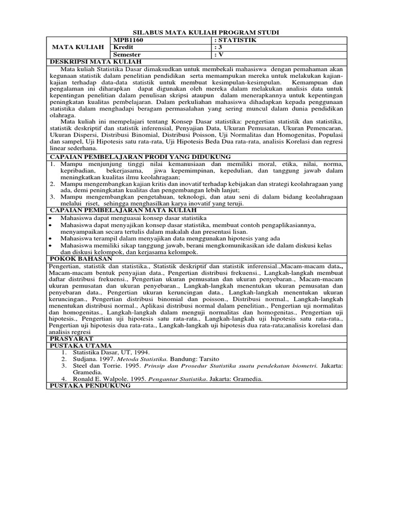 RPS Statistik PJKR | PDF