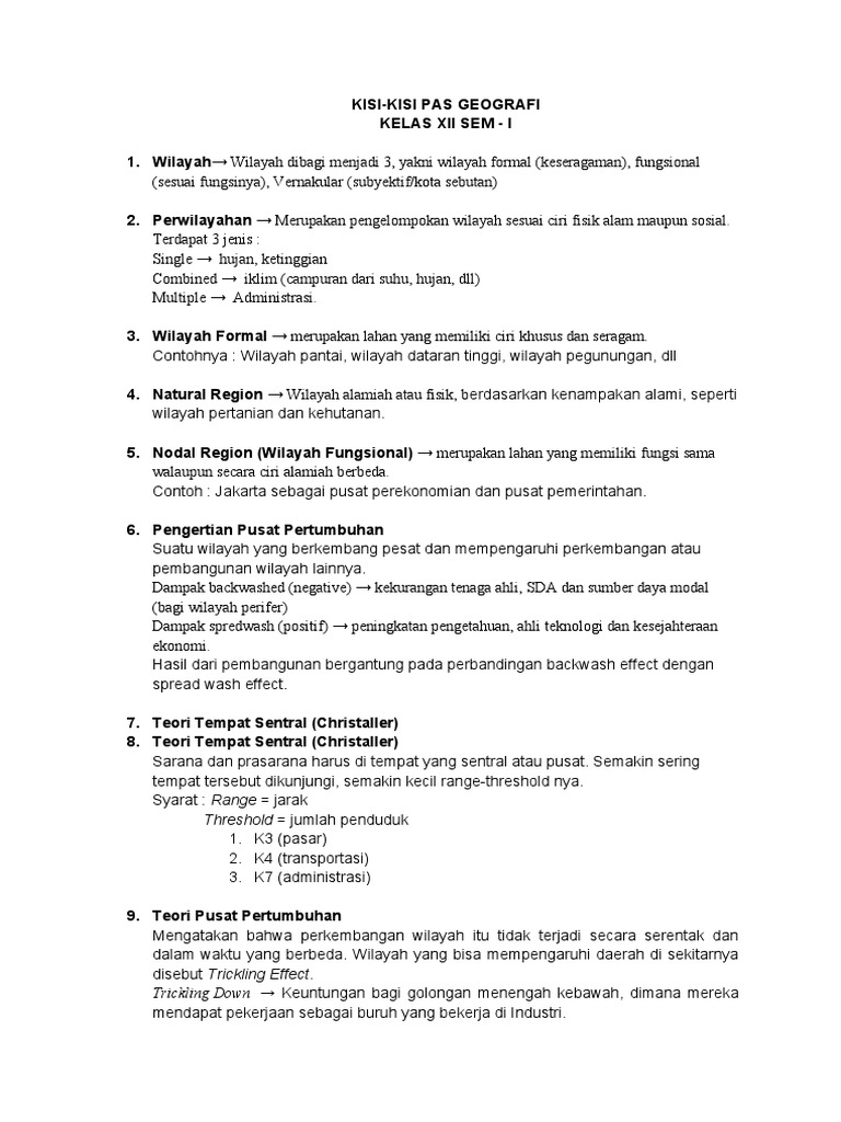 Kisi-Kisi PAS Geografi | PDF