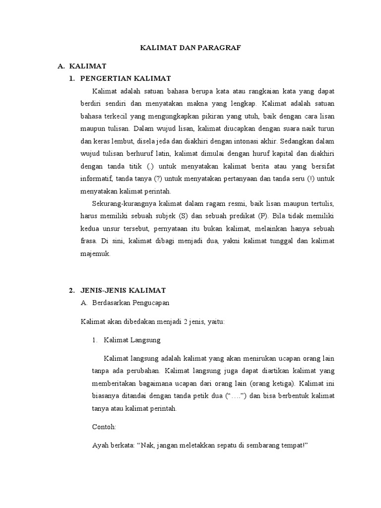 Struktur dan Jenis Kalimat dan Paragraf | PDF