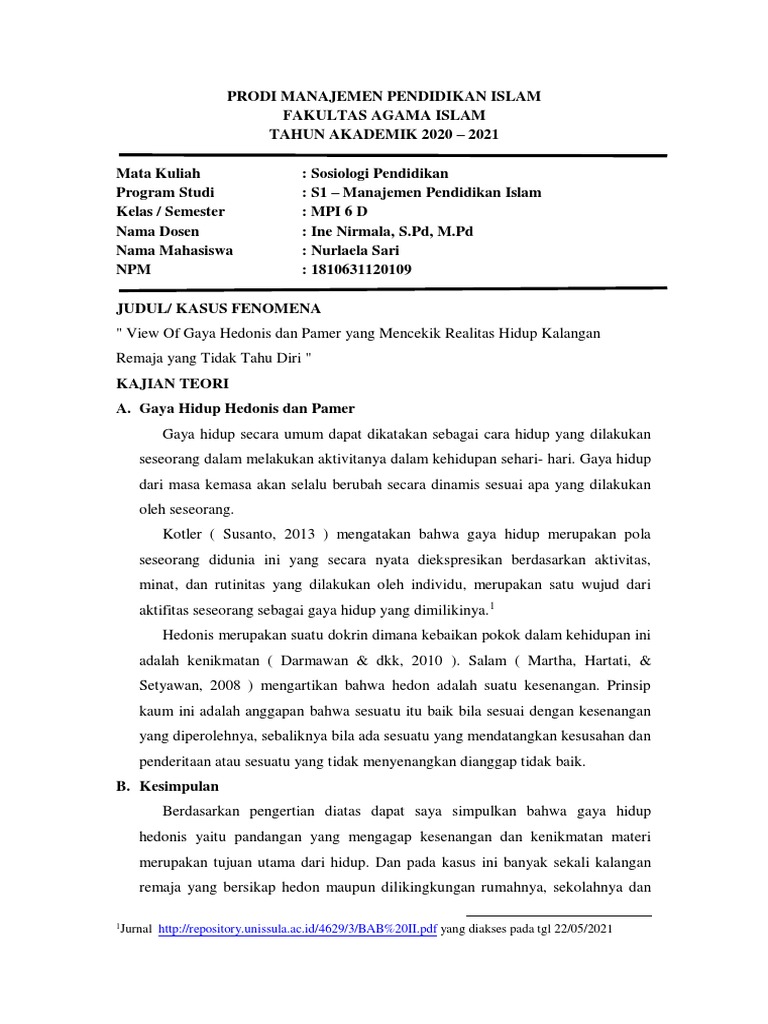 Gaya Hidup Hedonis Remaja | PDF