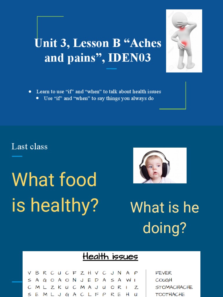 Unit 3, Lesson B "Aches and Pains" IDEN03 | PDF | Self-Improvement