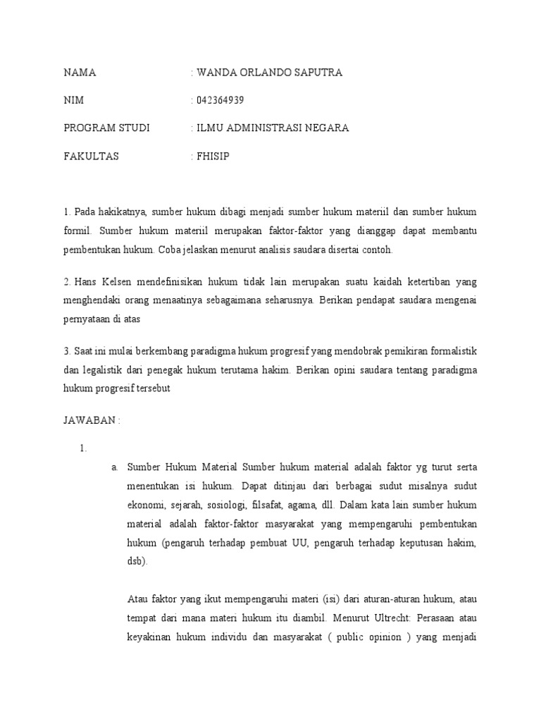 Tugas 2 Pengantar Ilmu Hukum (Pthi) | PDF | Politik | Sains & Matematika