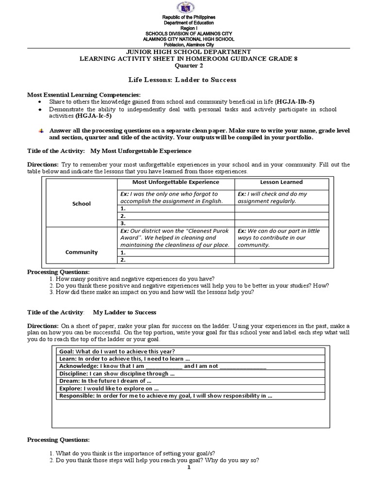 Grade 8 Quarter 2 Homeroom Guidance Activity Sheet | PDF | Choice ...