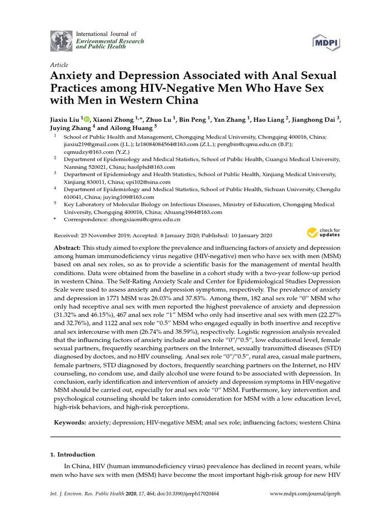 Anxiety and Depression Associated With Anal Sexual Practices Among HIV ...