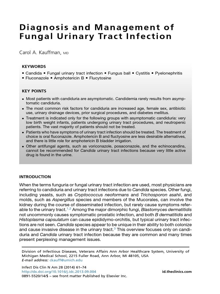 Diagnosis and Management of Fungal Urinary Tract Infection | PDF ...