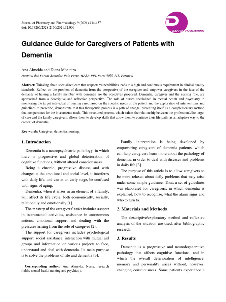 Guidance Guide For Caregivers of Patients With Dementia | Download Free ...
