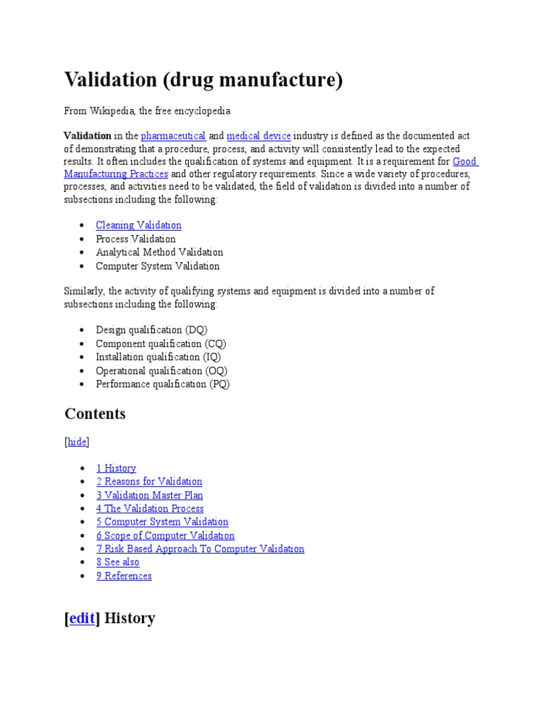 Validation (Drug Manufacture) | PDF | Verification And Validation ...