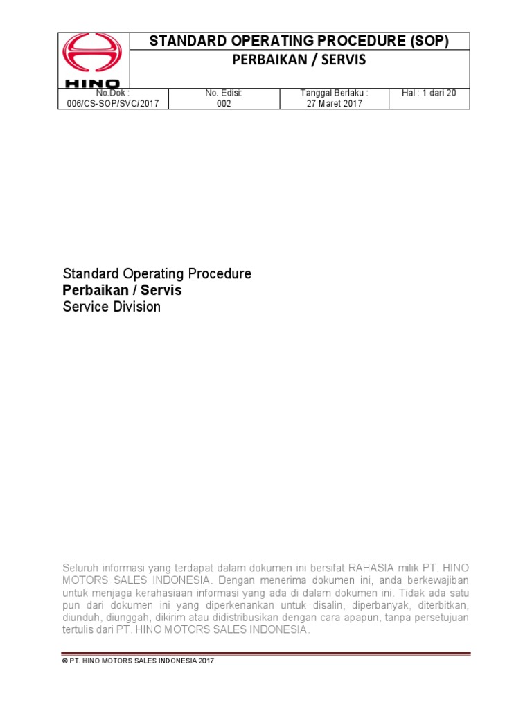 06.CS SOP - Perbaikan Servis | PDF
