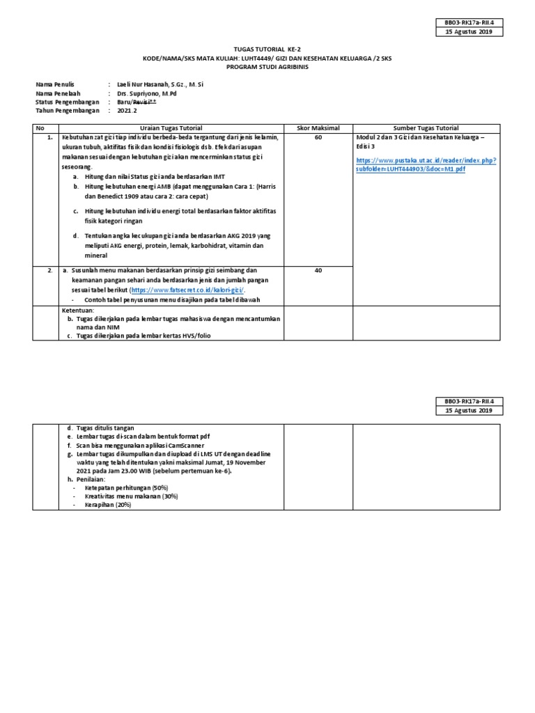 Uraian Tugas Tutorial Ke2 GKK 2021.2 | PDF