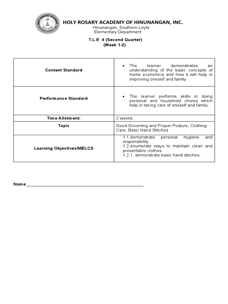 TLE Module | PDF | Hygiene | Health Sciences