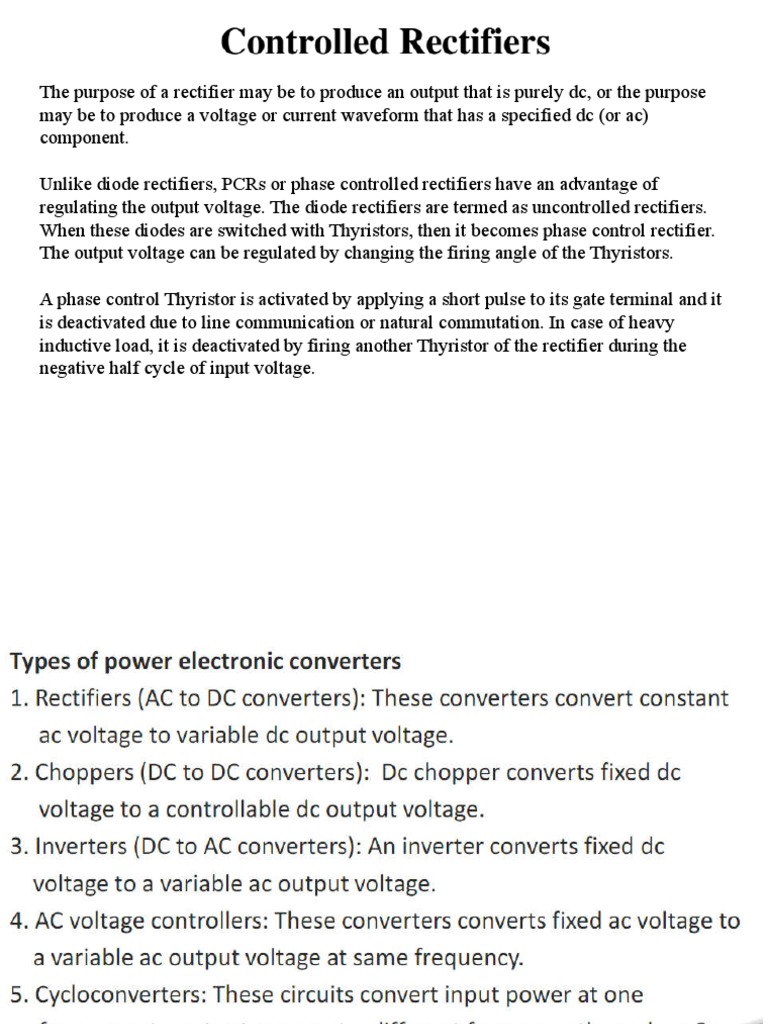 Phase Controlled Rectifiers Explained | PDF | Rectifier | Power Electronics