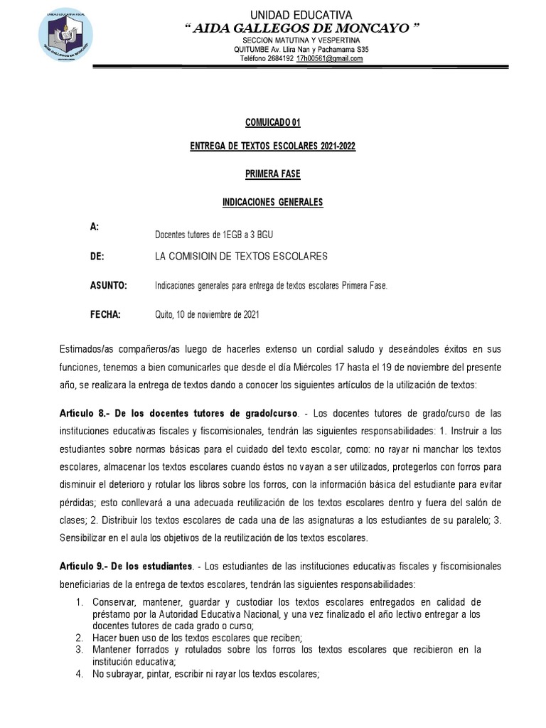PDF 01 - COMUNICADO TEXTOS - PRIMERA FASE OK | PDF