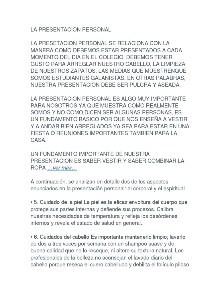 La Presentacion Personal | PDF