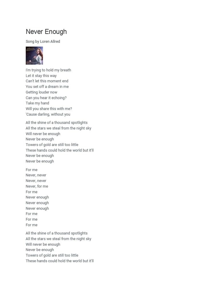 Never Enough Lyrics | PDF