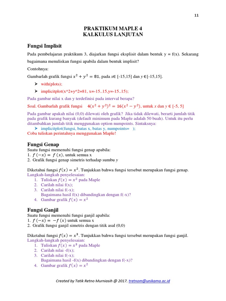 Praktikum Maple: Kalkulus Lanjutan | PDF